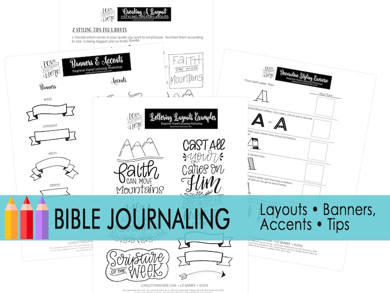 Hand Lettering Printables Bible Journaling Templates - Etsy