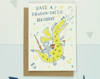 Dragon birthday card | Etsy