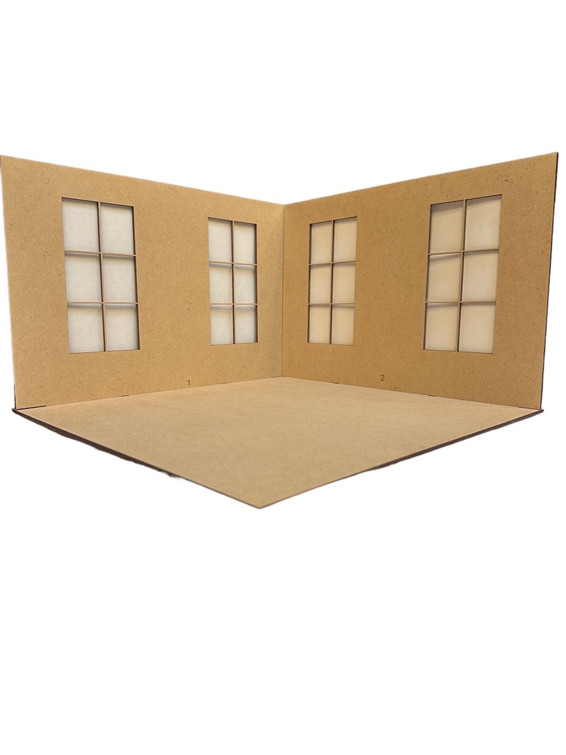 2 Sided Room-box W/4 Windows| Dollhouse Miniature| Room Box | 1:12 ...