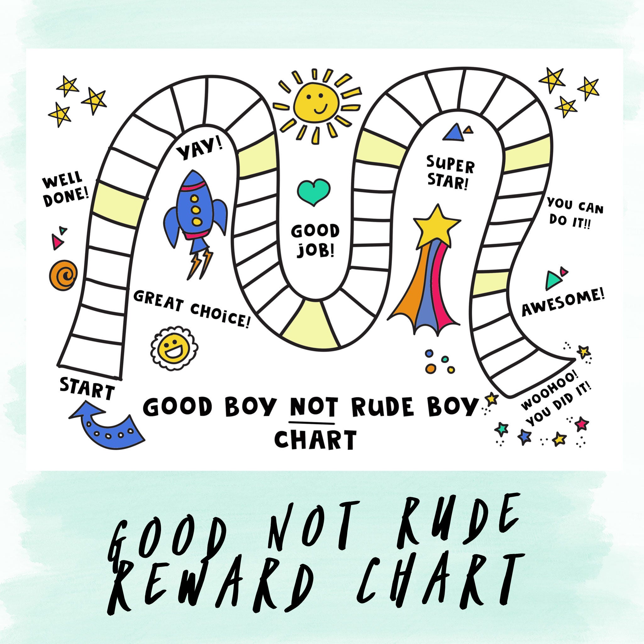 Printable Reward Chart - Good Boy Not Rude Boy - Yellow - Etsy