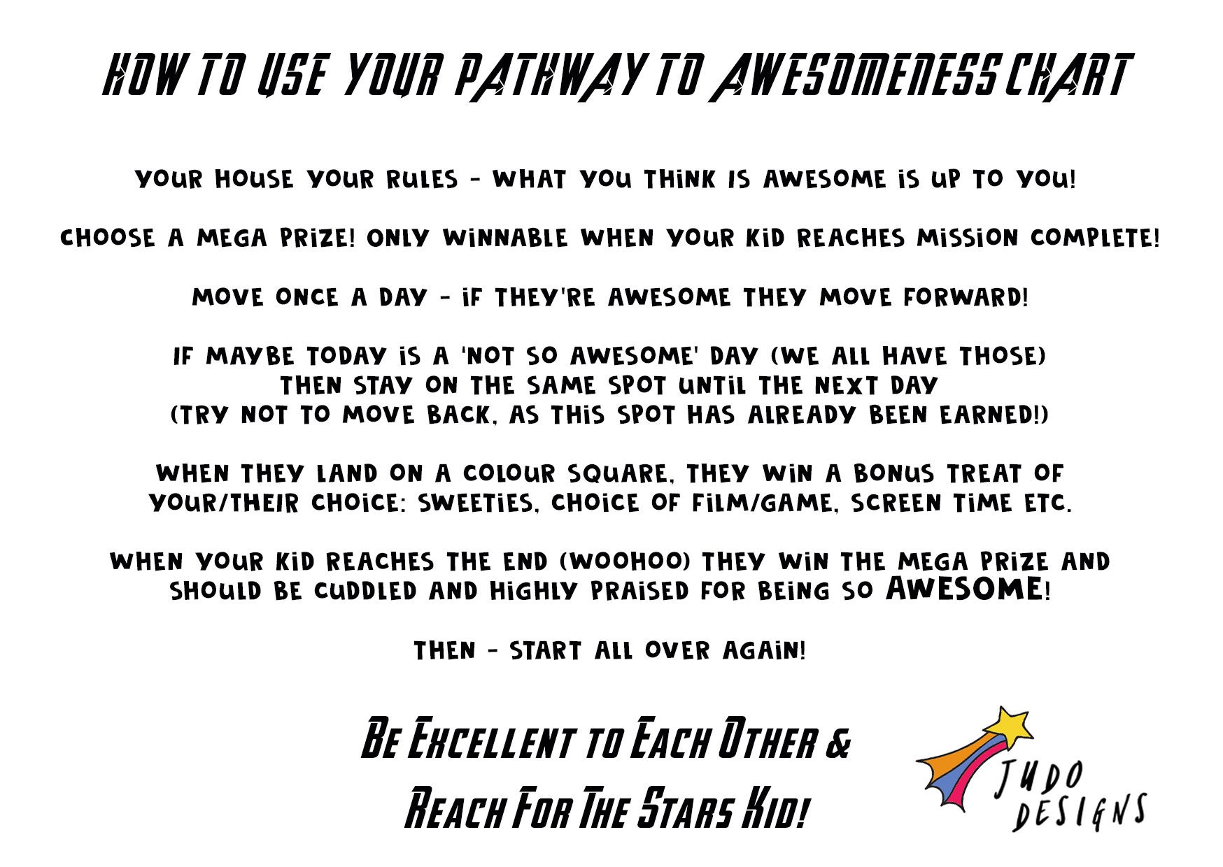 Printable 'pathway to Awesomeness' Chart - Outer Space - Etsy