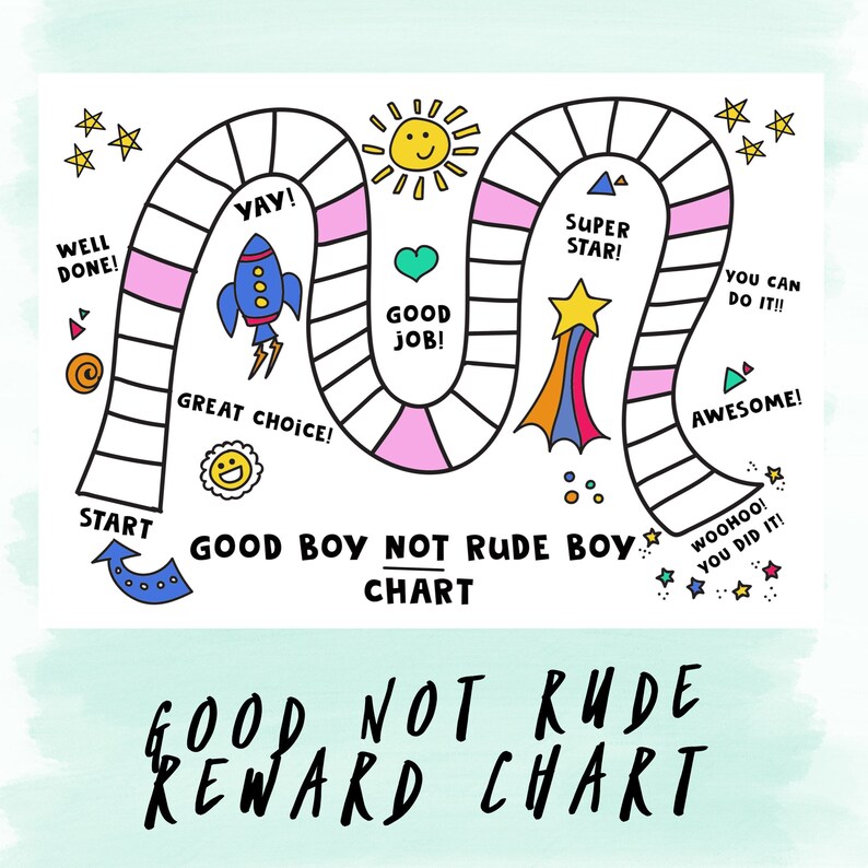 Printable Reward Chart - Good Boy Not Rude Boy - Pink - Etsy