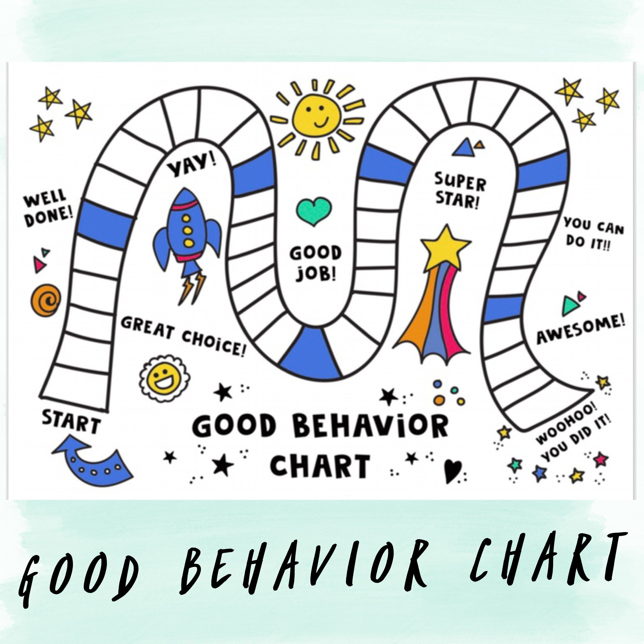 Printable Good Behavior Chart - Blue - Etsy