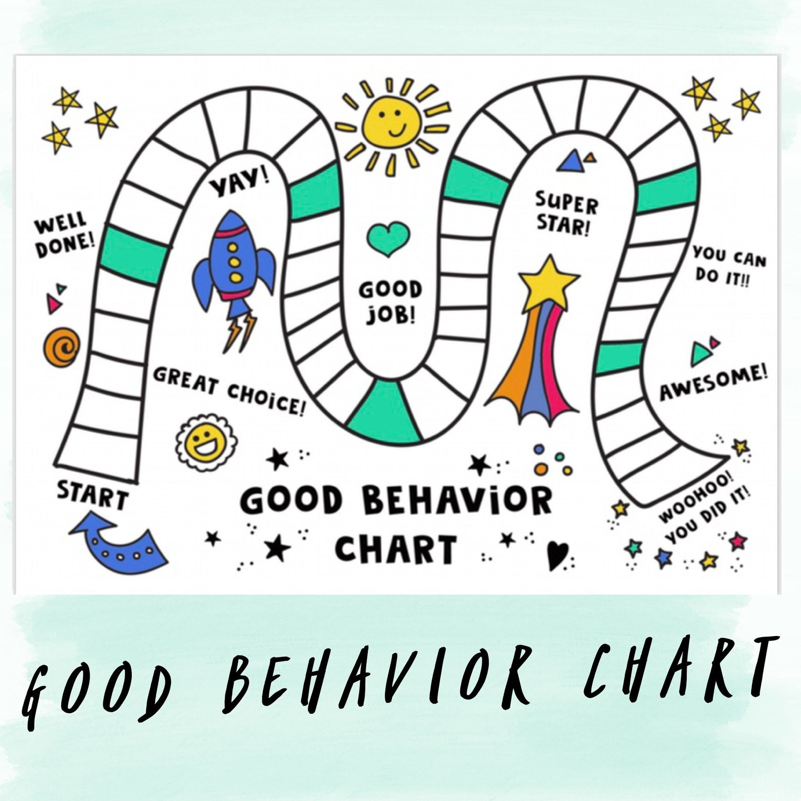 Printable Good Behavior Chart - Green - Etsy