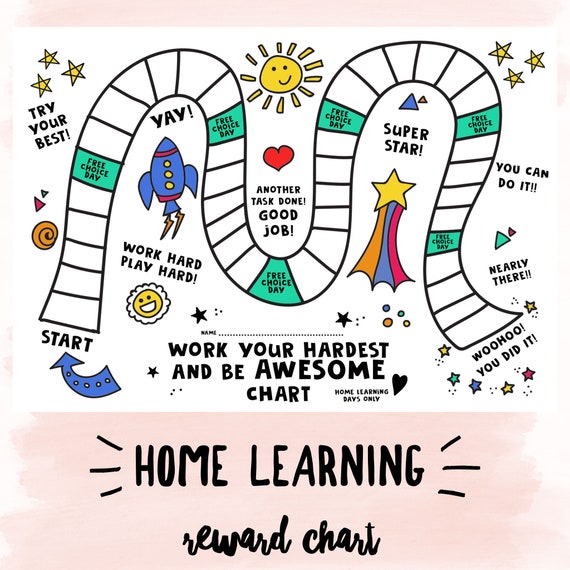Printable Home Learning 'Work your hardest' Chart | Etsy