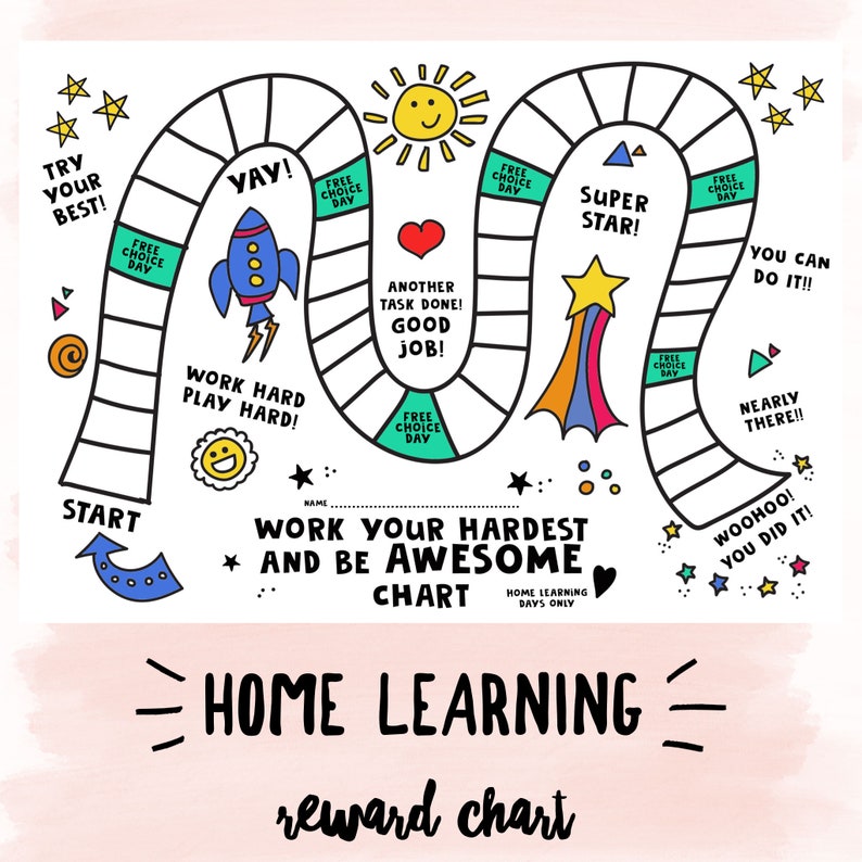 Printable Home Learning 'work Your Hardest' Chart - Etsy UK