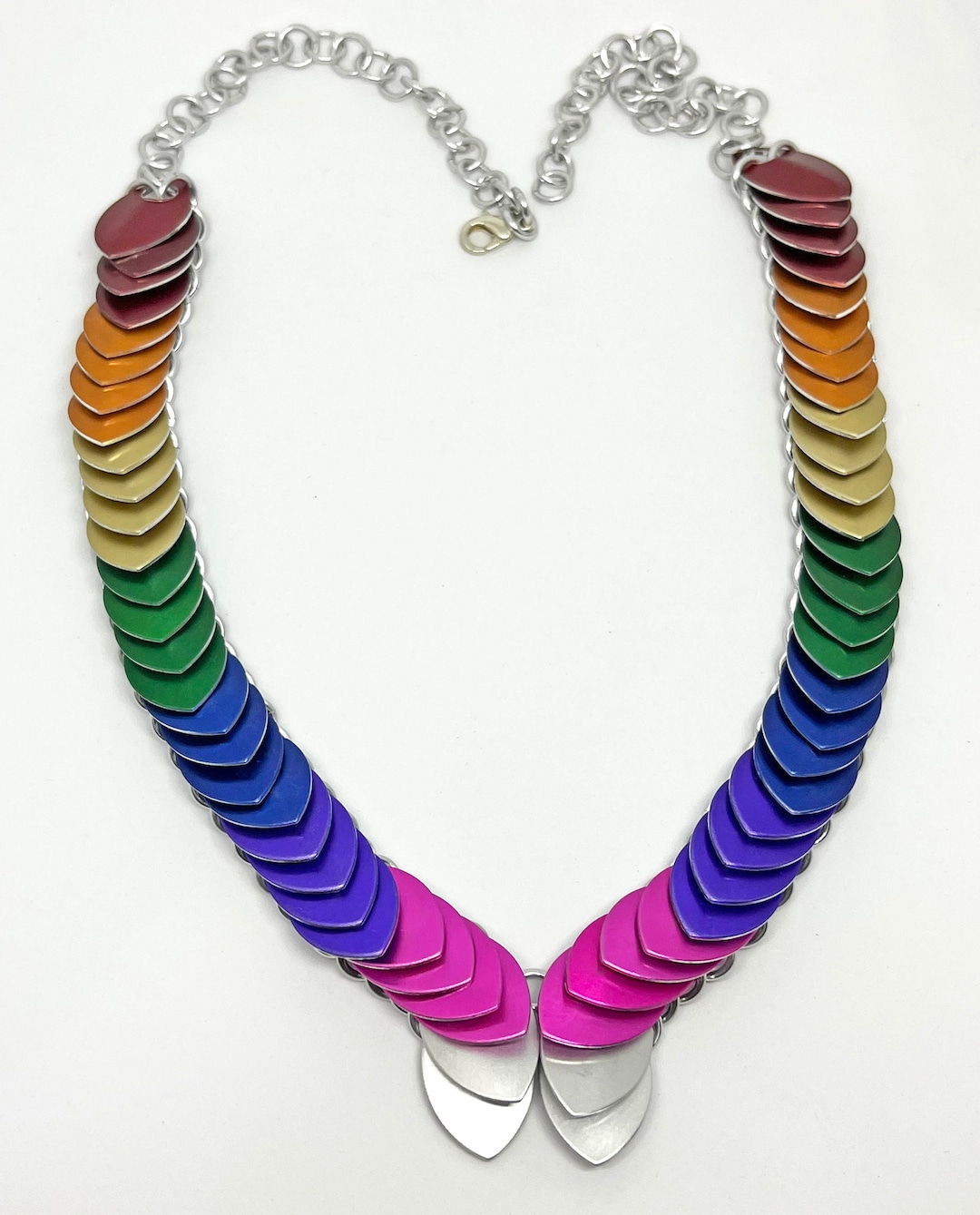 Rainbow Dragon Scale Chainmaille Necklace - Etsy
