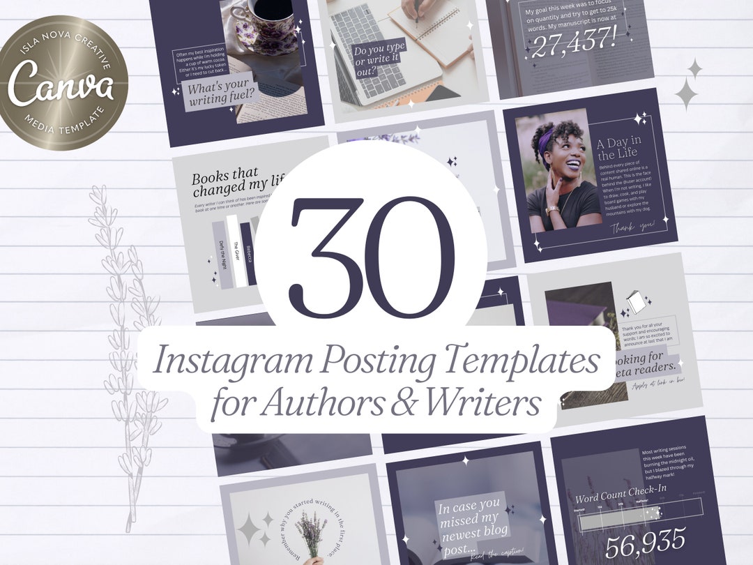 30 Canva Templates for Authors and Writers, Square Templates, Midnight ...