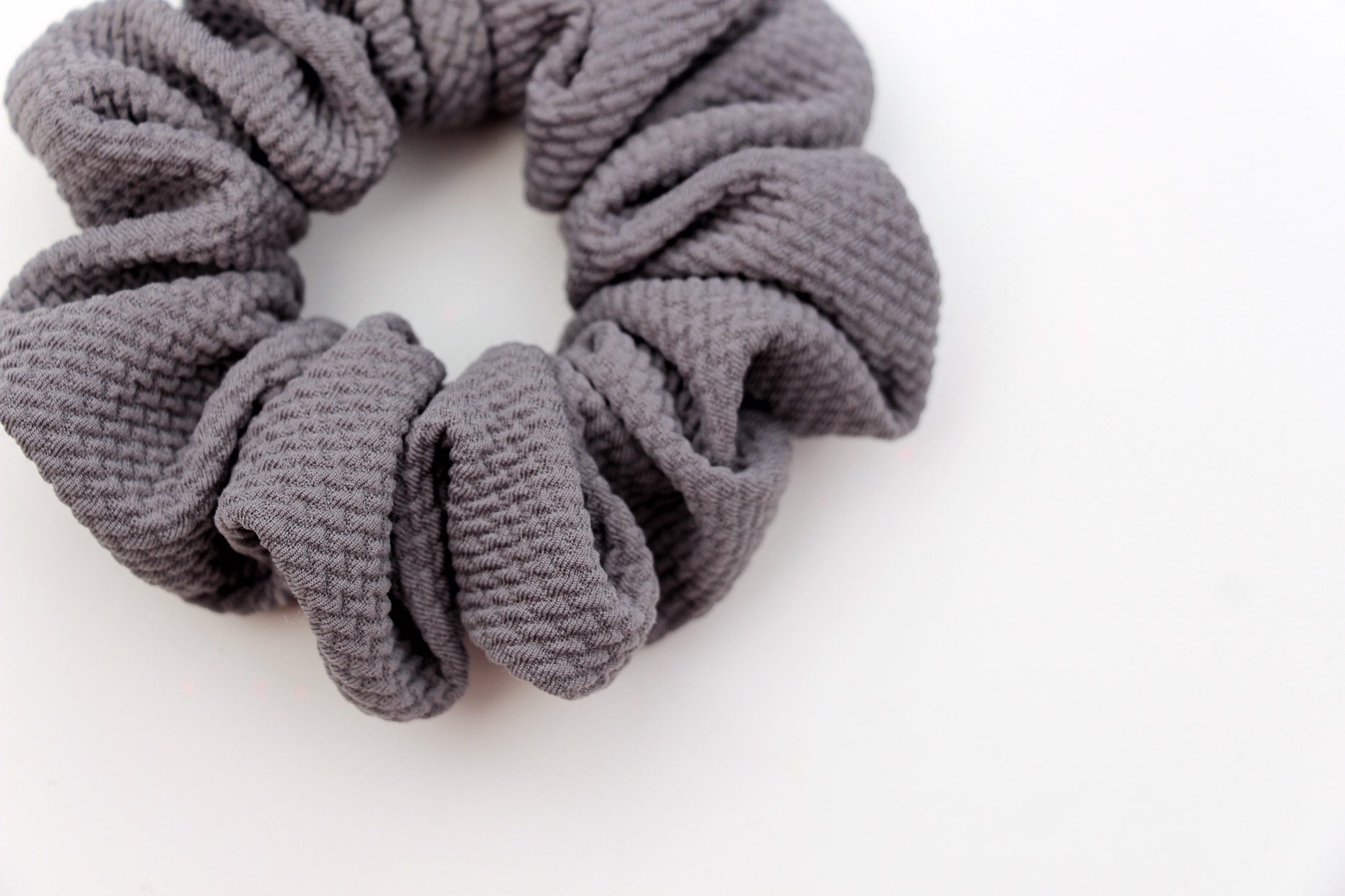 Textured Knit Scrunchie Light Grey Textured Scrunchie Boho | Etsy