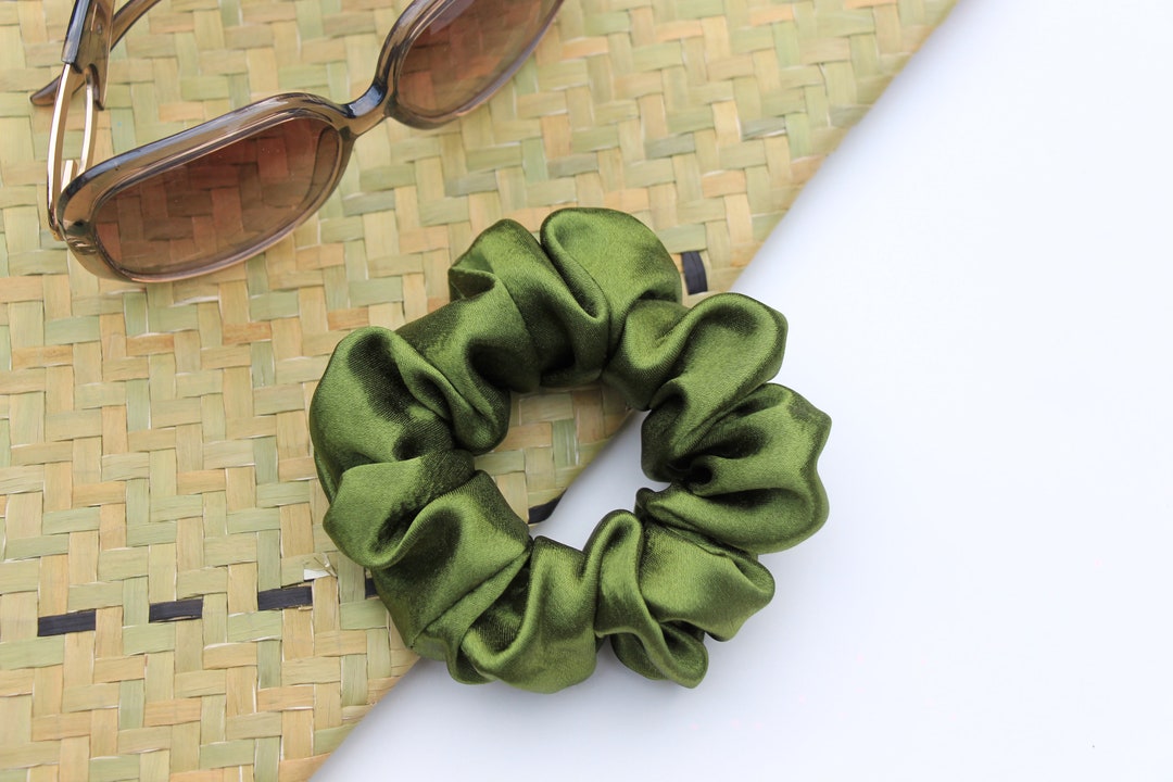 Satin Scrunchie Olive Green Luxurious Scrunchies Boho Chic - Etsy