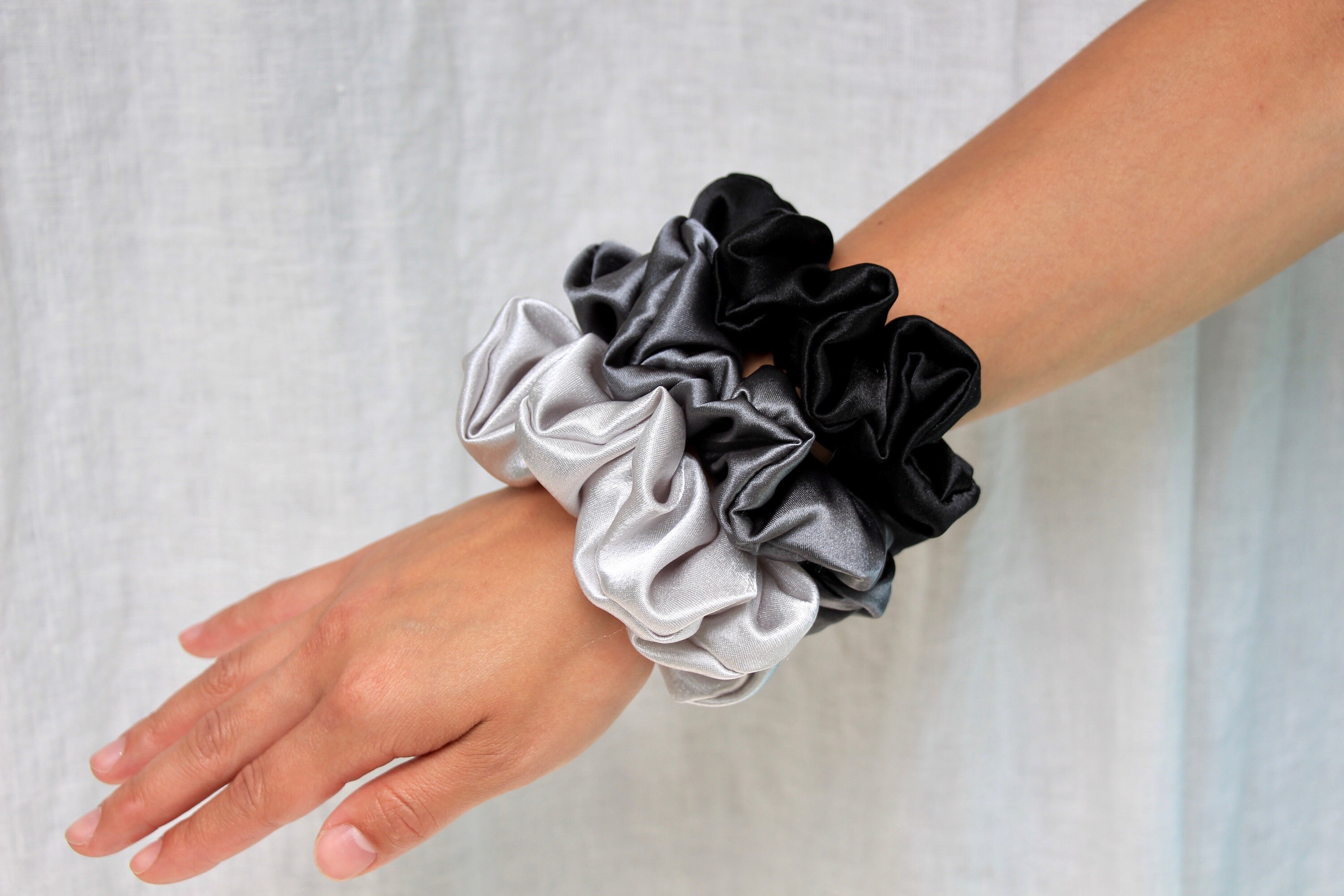 Silver Satin Scrunchie Luxurious Scrunchies Boho Chic Satin - Etsy