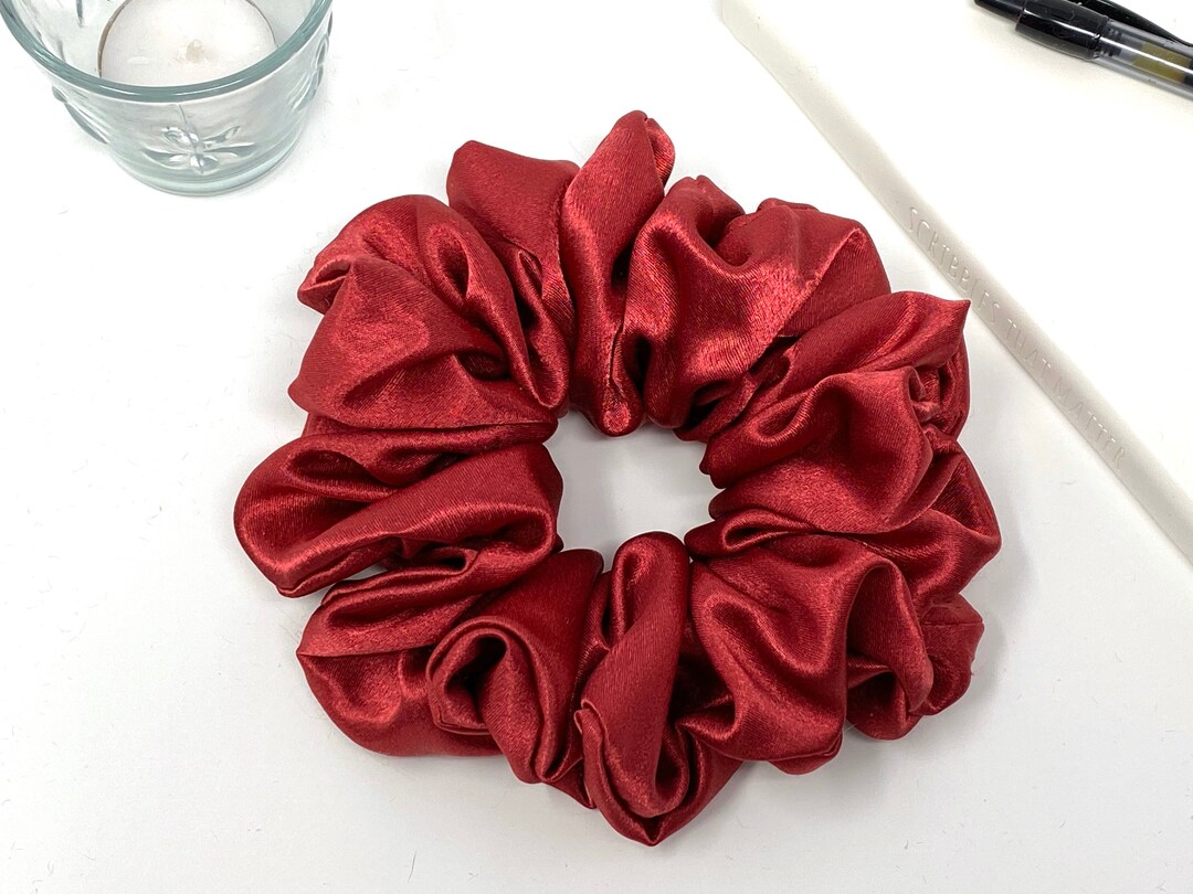 Extra Large Satin Scrunchie - Wine | Jumbo Full Oversized Thick Hair ...