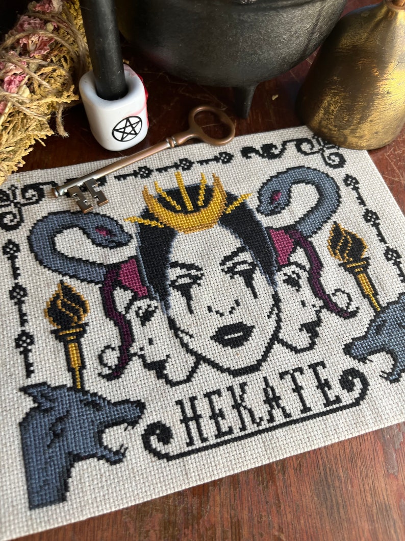 Hekate Cross Stitch, Goddess, Cross Stitch Pattern, Witchcraft, Goth ...