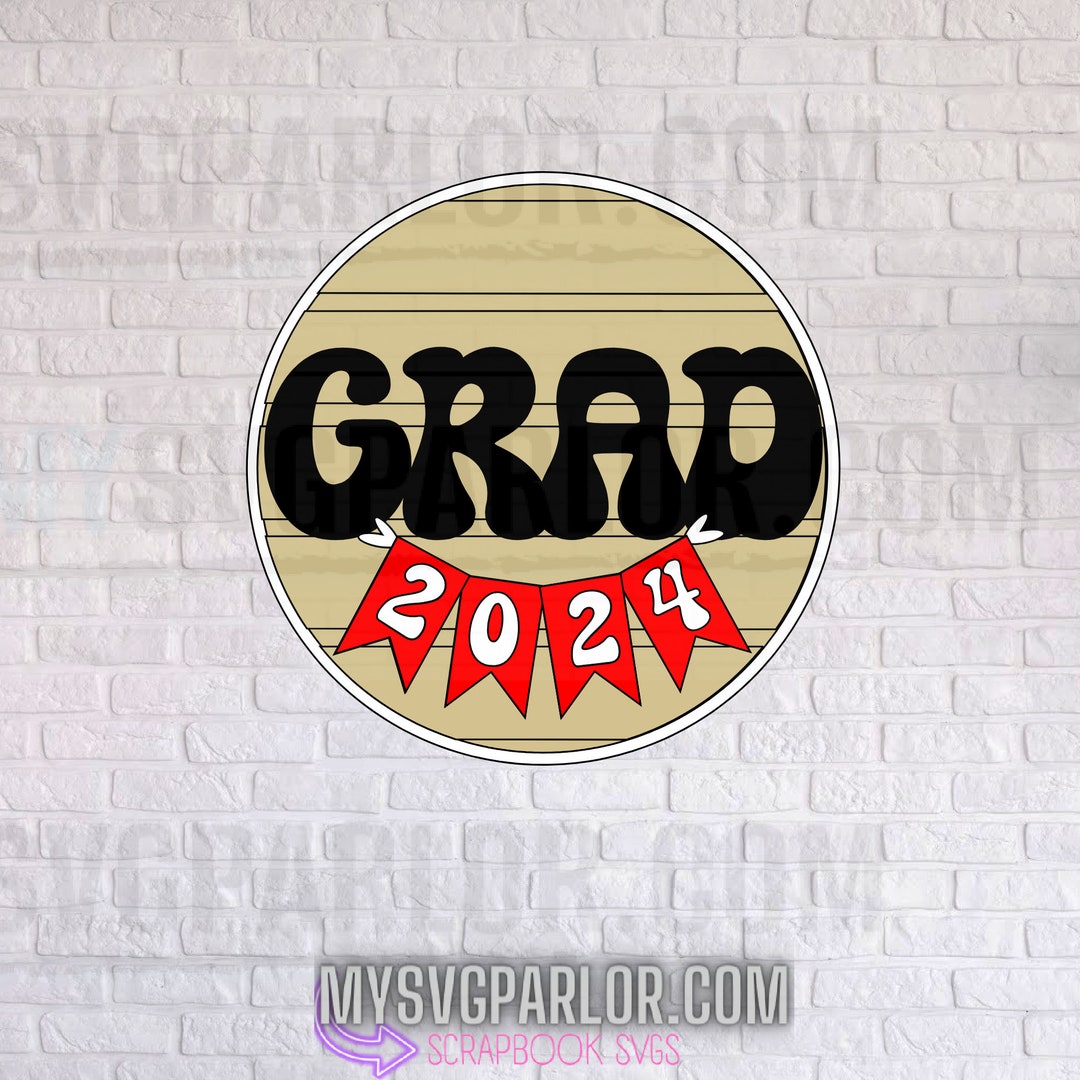 SVG Graduation Cutting File Title "grad 2024" for Scrapbooking Cards ...