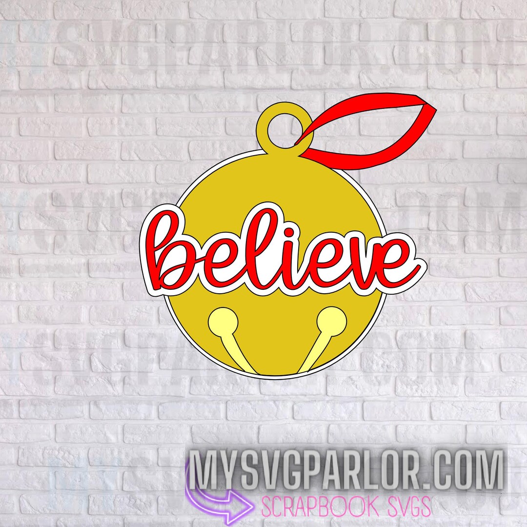 SVG Christmas Believe Bell Title Cutting File for Scrapbooking Cards ...