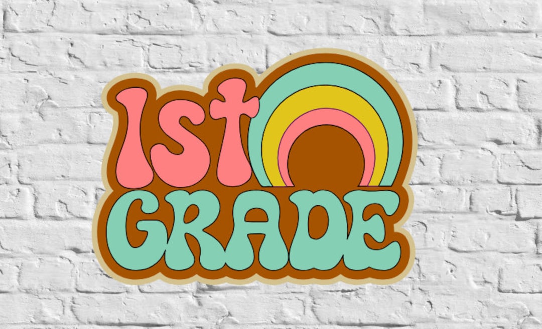 SVG School Cutting File Title "first Grade" Retro Style for ...