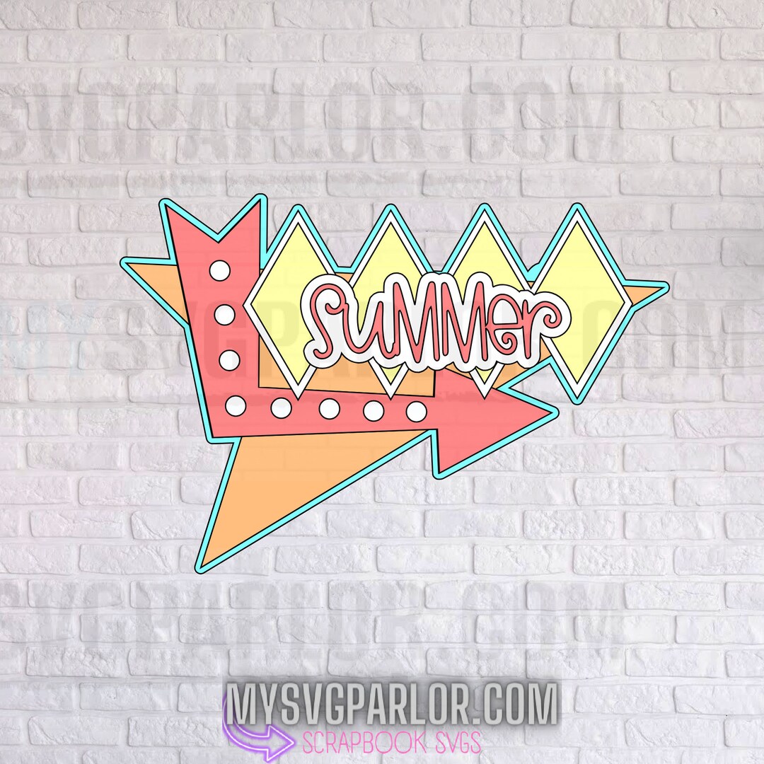 SVG Summer Scrapbook Title Cutting File Retro Midcentury Theme for ...