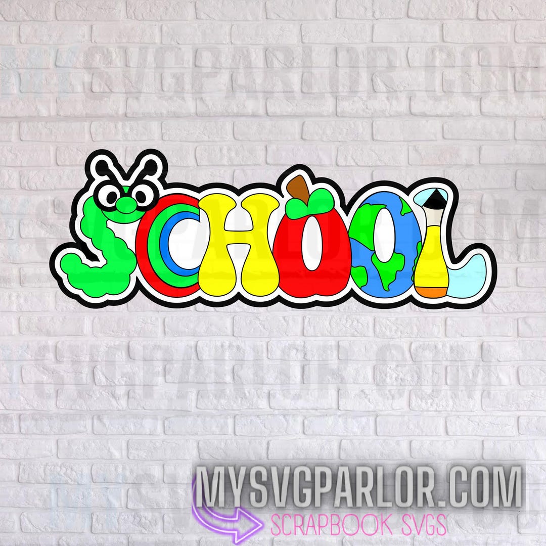 School SVG Title Cutting File: Scrapbooking & Card Design (digital ...