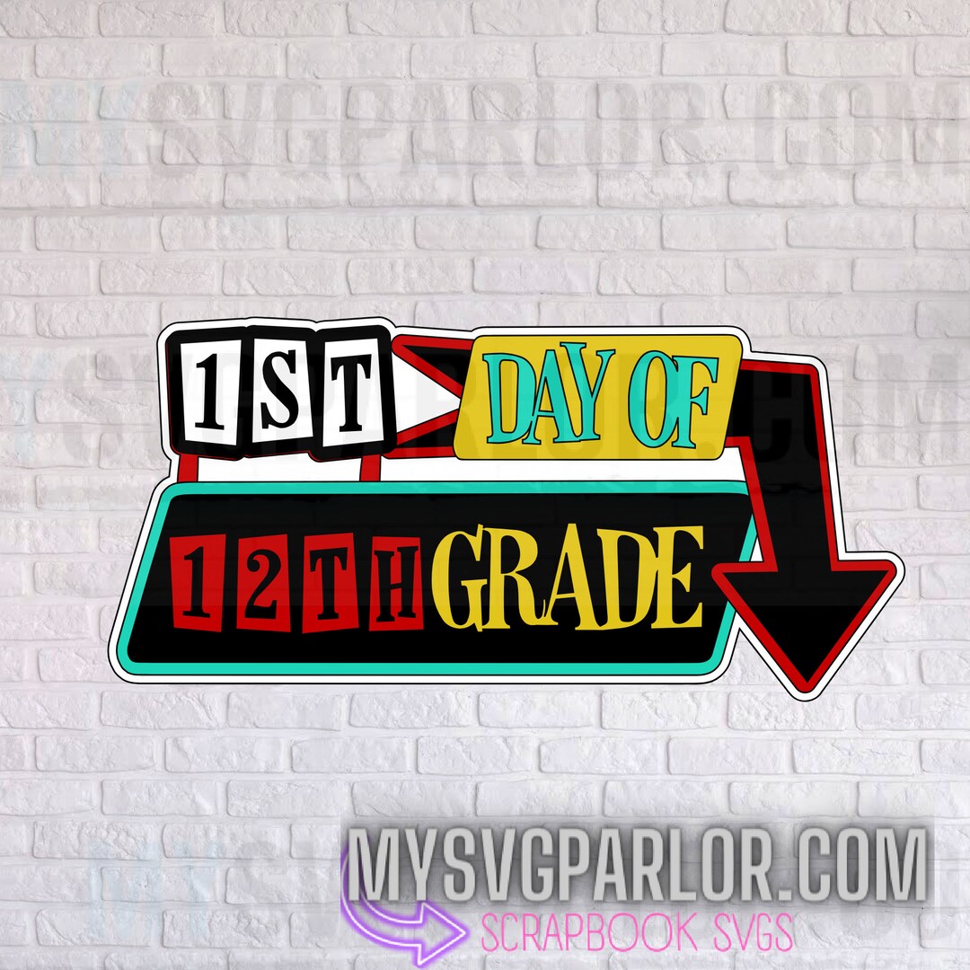 SVG School Cutting File Title "12th Grade" Midcentury Modern Retro ...