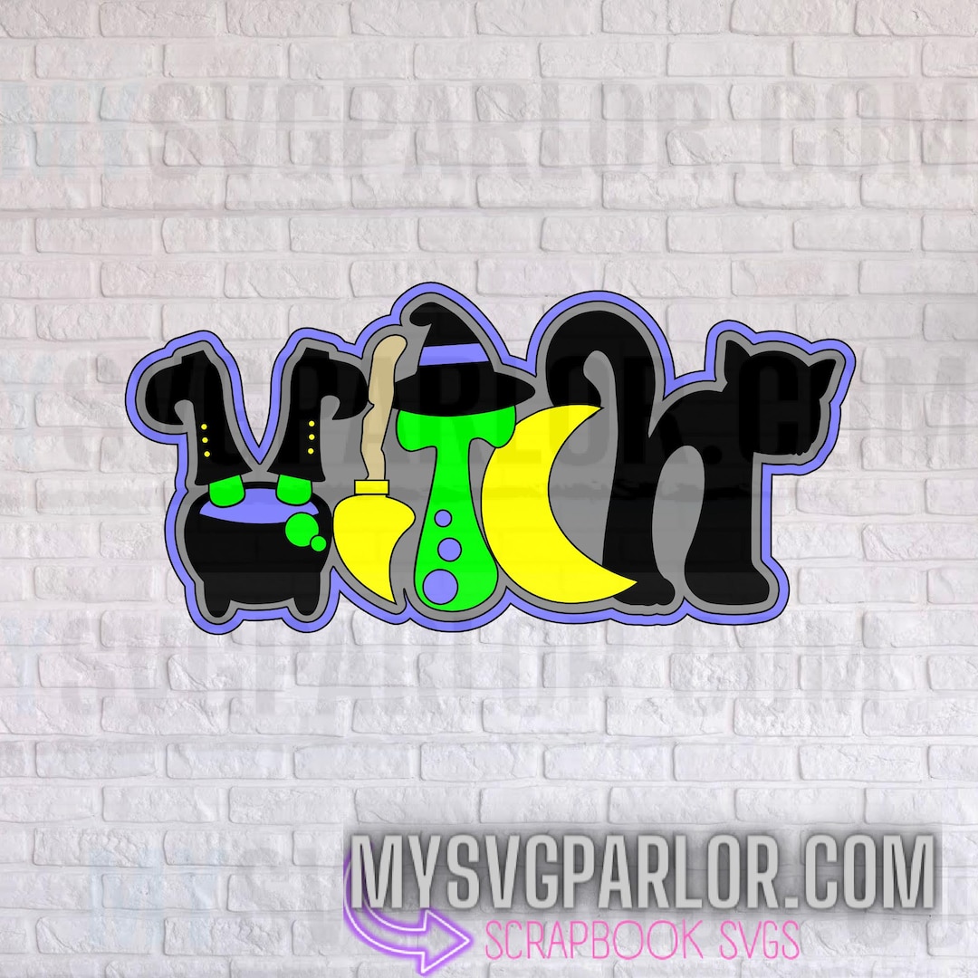 SVG Halloween Witch Cutting File Title for Scrapbooking Cards and More ...