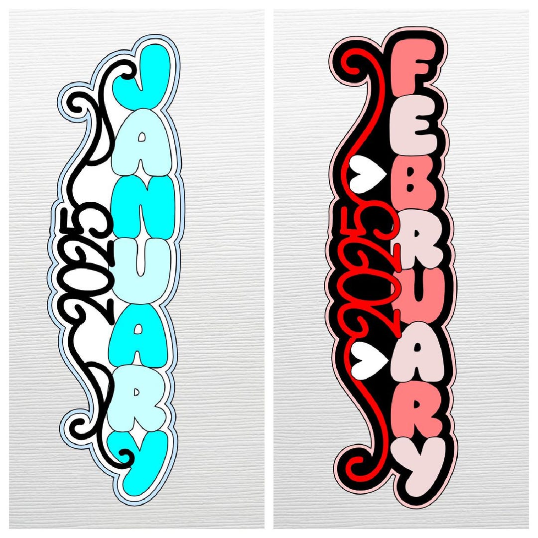 SVG 2025 Calendar Months Set of 12 Cutting Files Title Set Bundle ...