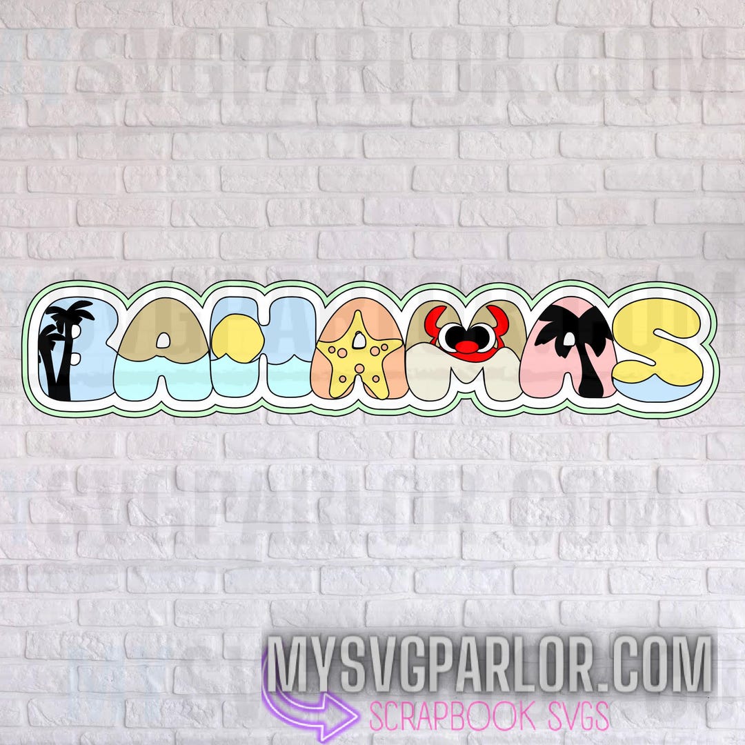 Bahamas Scrapbook Title SVG: Island Theme Cutting File (digital ...