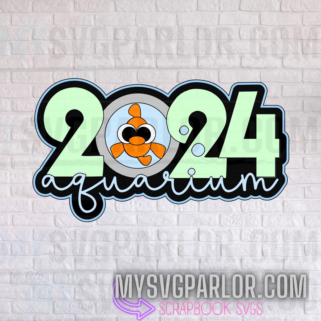 SVG Aquarium 2024 Title Cutting File Title for Scrapbooking Cards and ...