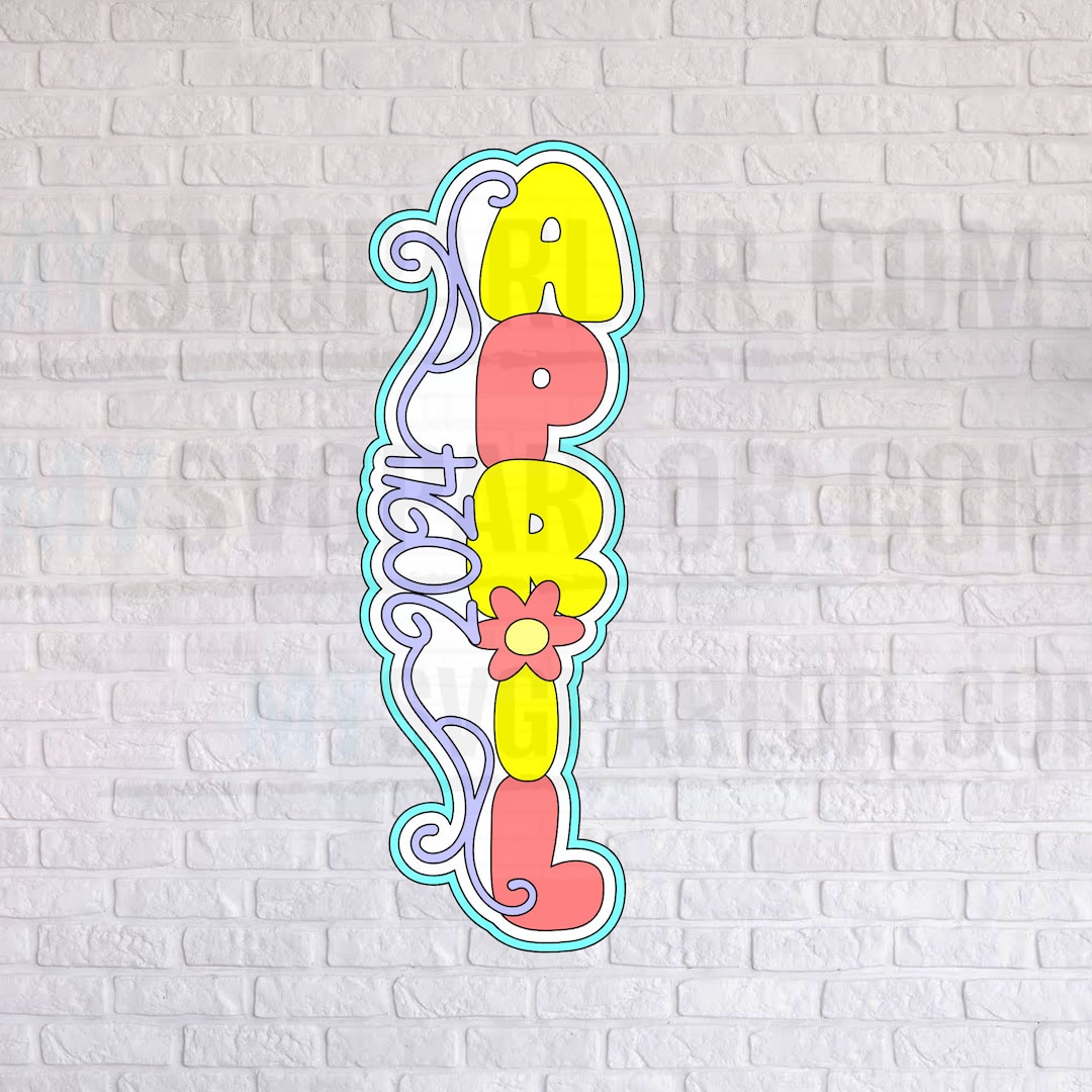 SVG April 2024 Cutting File Title Slimline Vertical Theme for ...