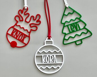 Christmas Tree Name Tags Acrylic 3D Layered Gift Tags, Stocking Tags ...