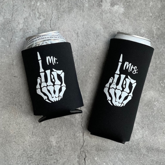 Mr. & Mrs. Skeleton Hand Til Death Do Us Party Can Coolers - Etsy