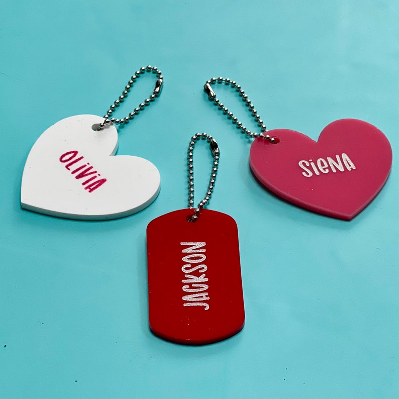 Set of Personalized Acrylic Heart Keychain Kids - Etsy