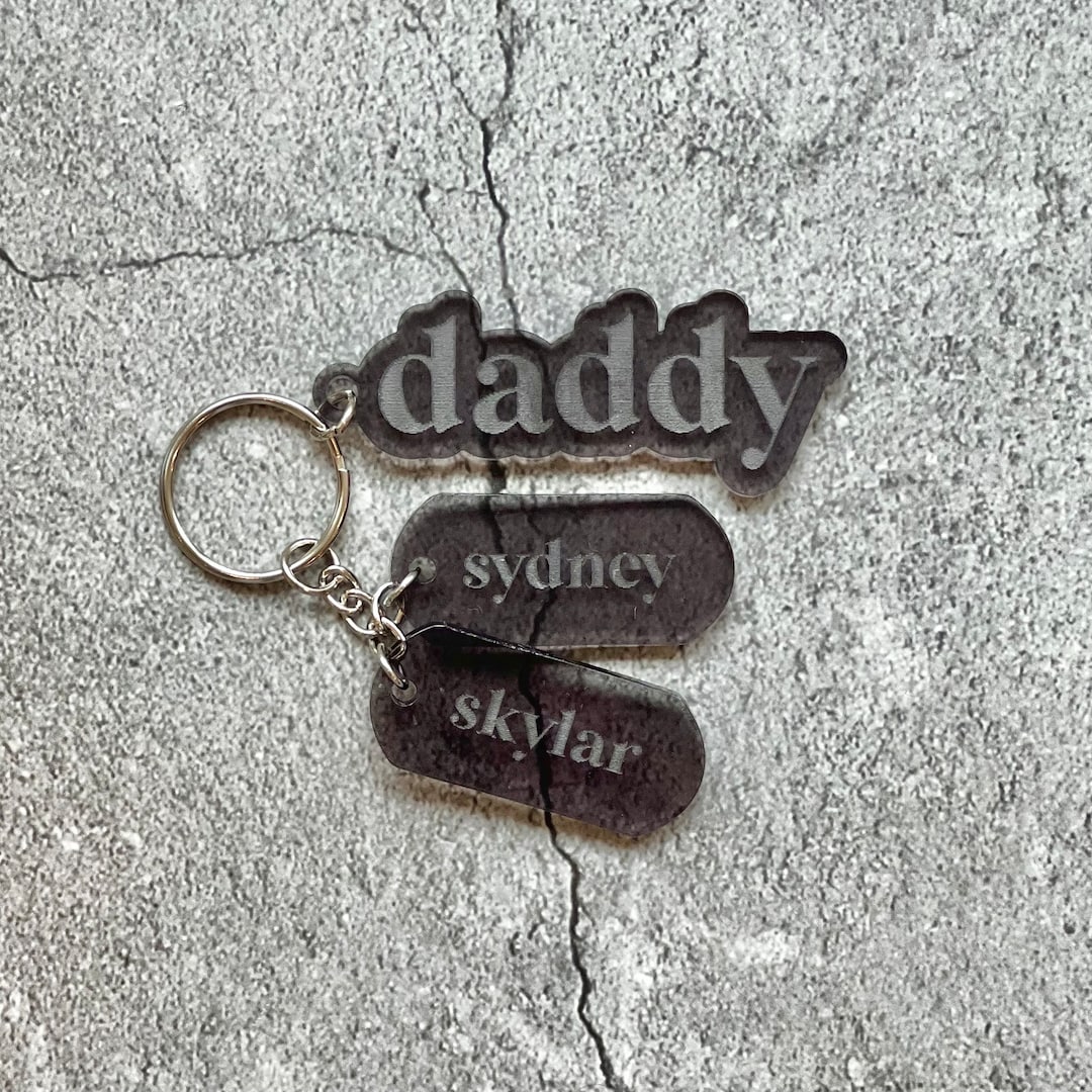 Custom Acrylic Dad Daddy Dada Keychain Diaper Bag Charm With Kids ...