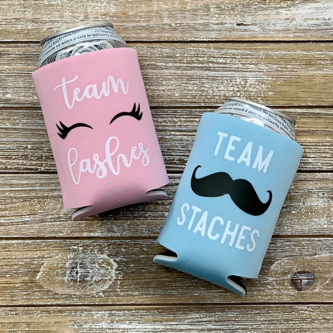 Team Lashes & Team Staches Gender Reveal Baby Shower Can Coolers - Etsy