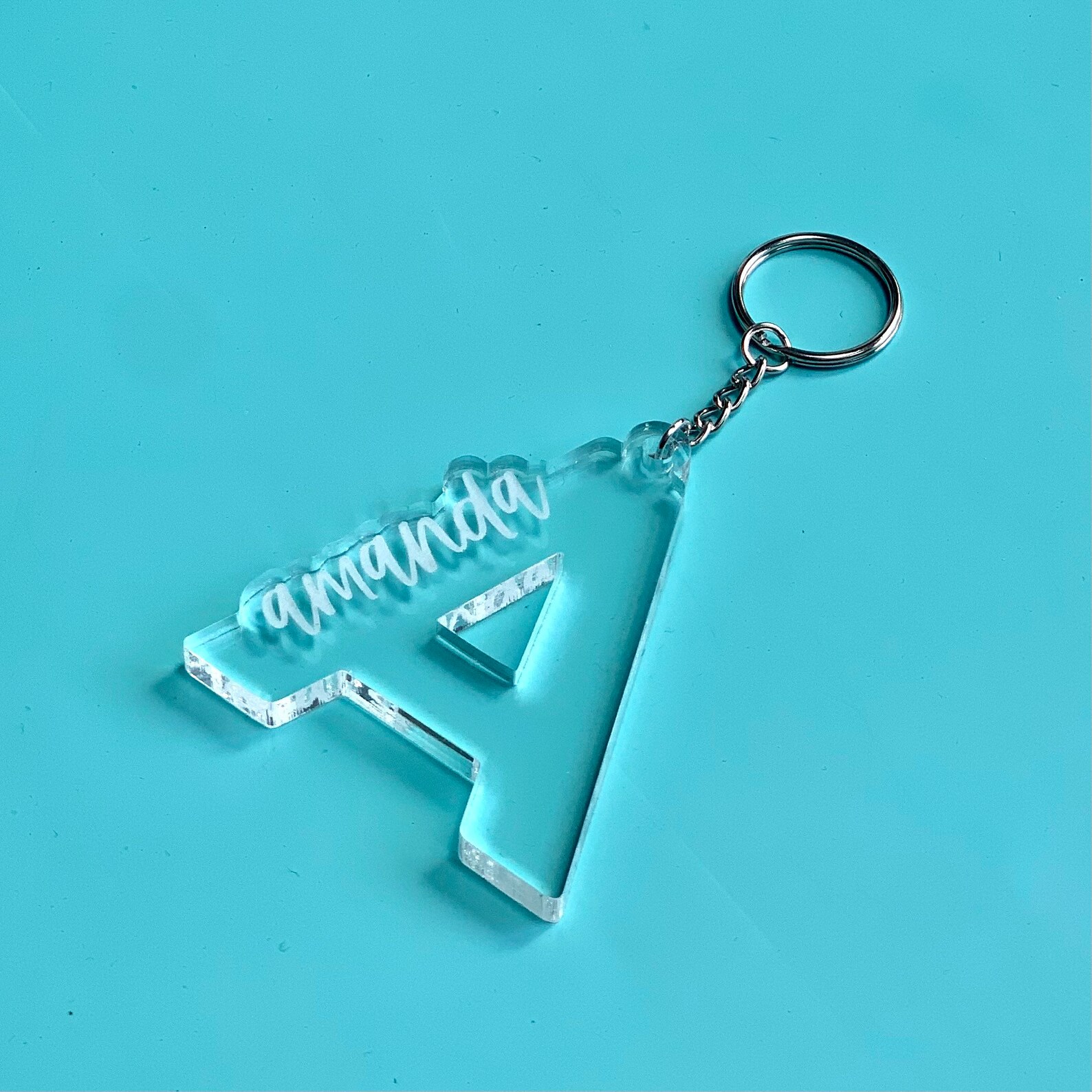 Clear Acrylic Custom Name Initial Keychain - Etsy