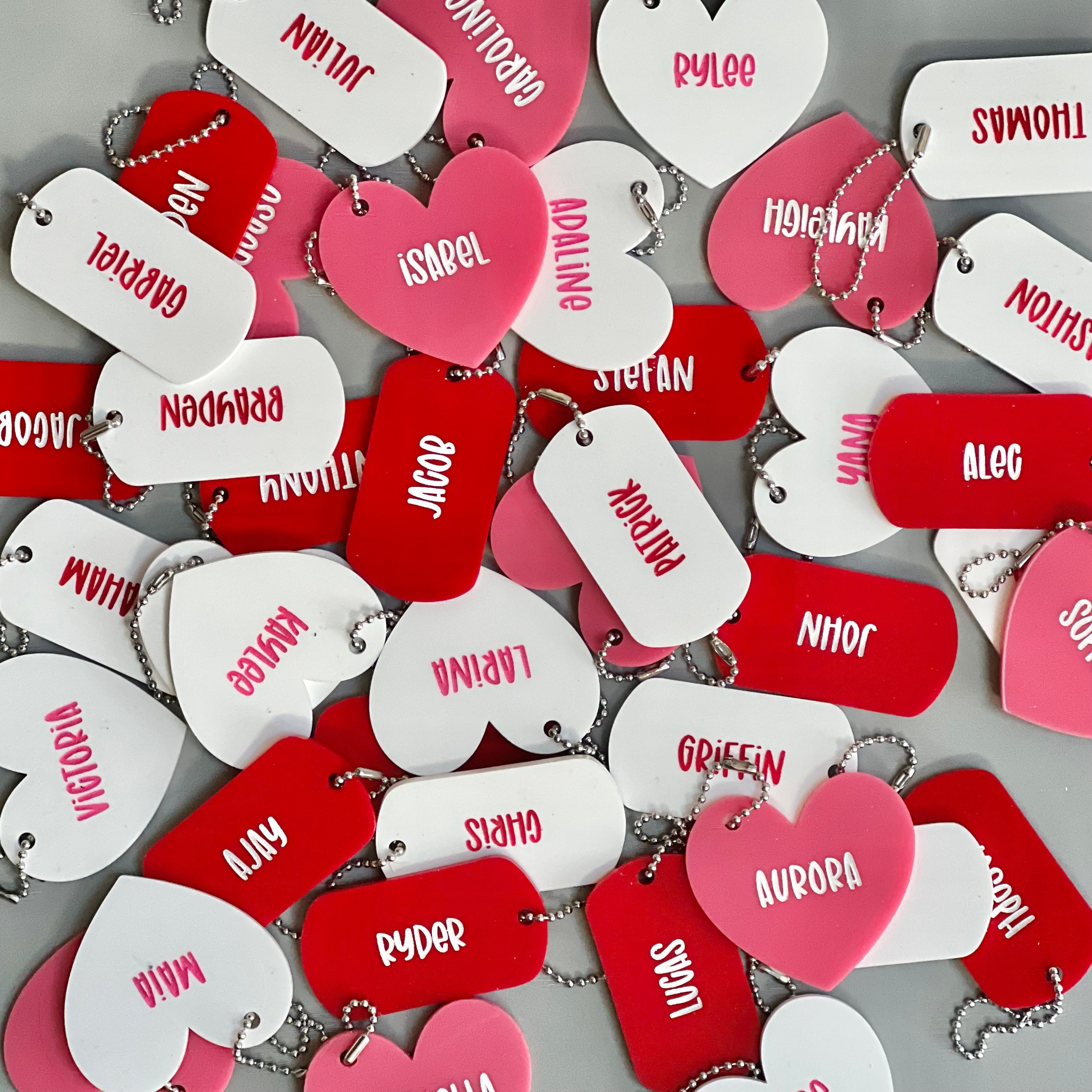 Set of Personalized Acrylic Heart Keychain Kids | Etsy