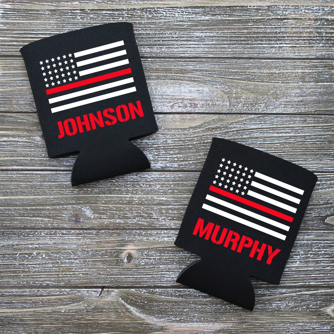 Custom Thin Red Line Firefighter Can Coolers - Etsy