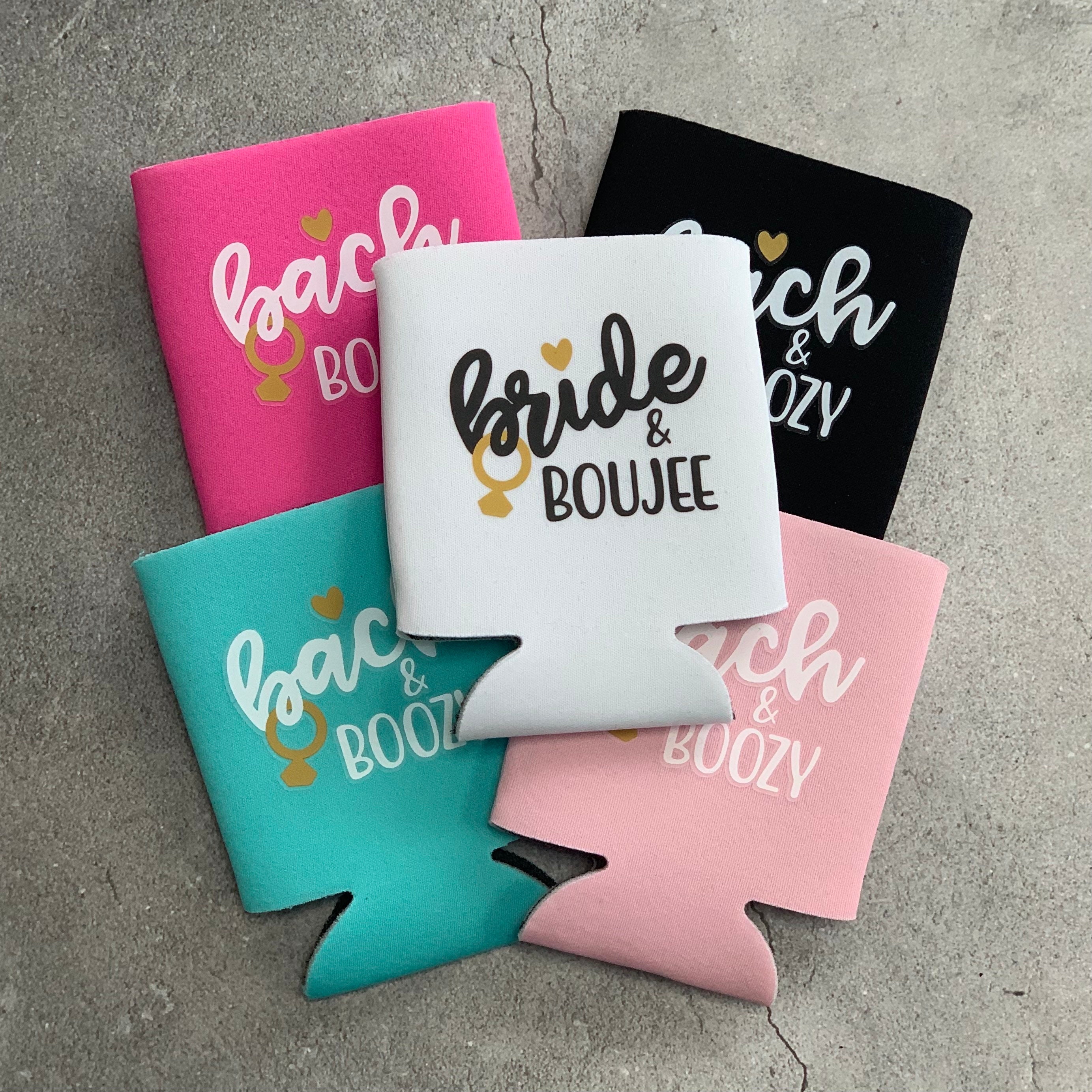 Bride and Boujee, Bach and Boozy Bachelorette Party Beer Can Coolers - Etsy
