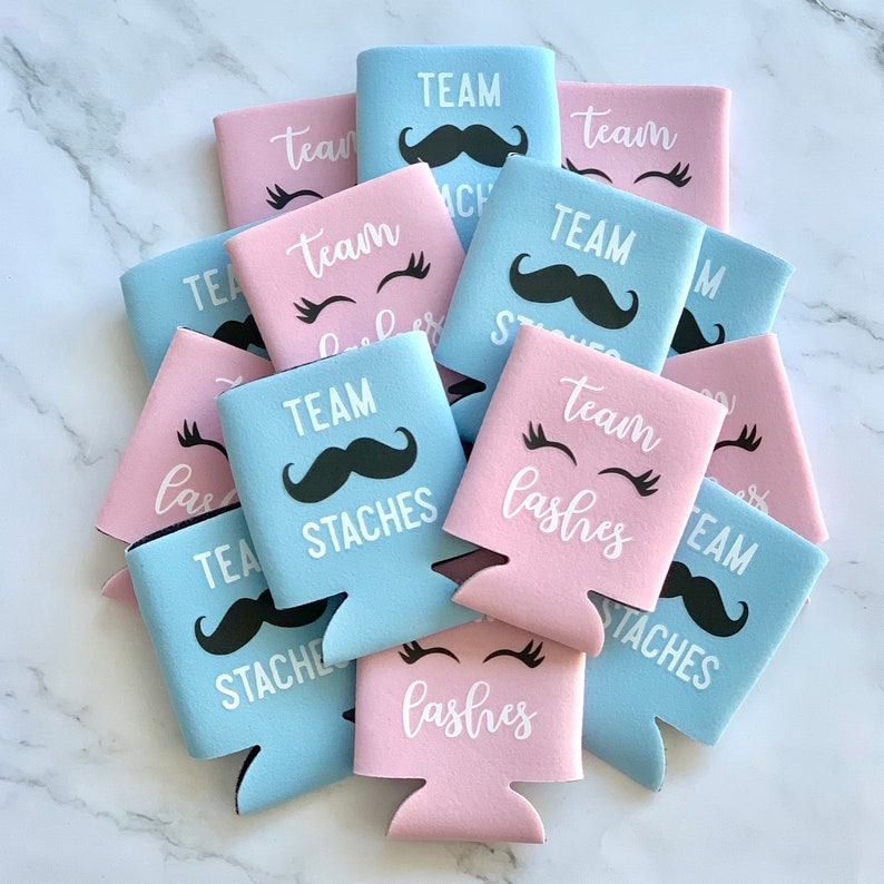 Team Lashes & Team Staches Gender Reveal Baby Shower Can - Etsy