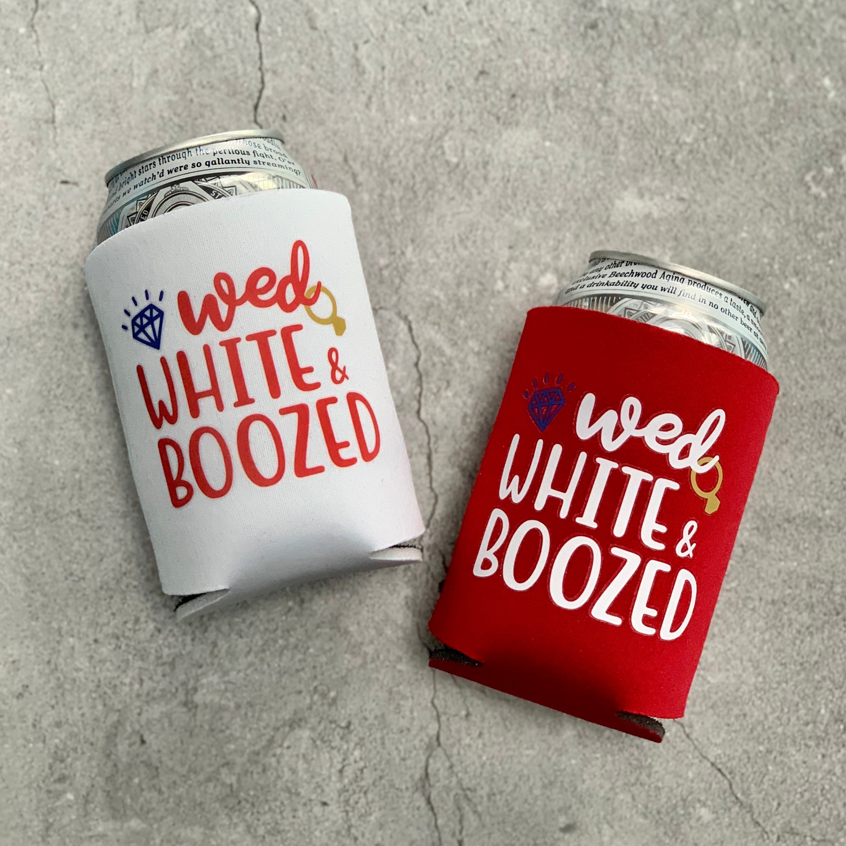 Wed White & Boozed Bachelorette Party Can Coolers 4th of July - Etsy