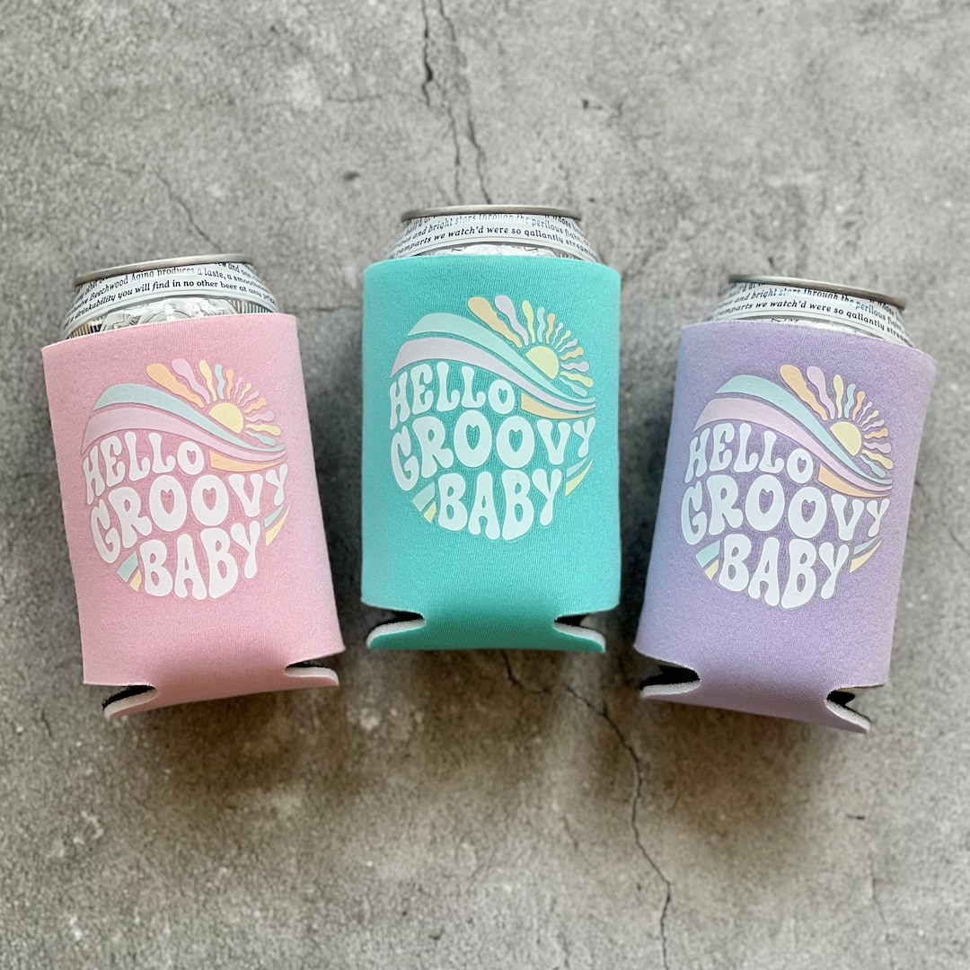 Hello Groovy Baby Retro Baby Girl Shower Can Coolers - Etsy
