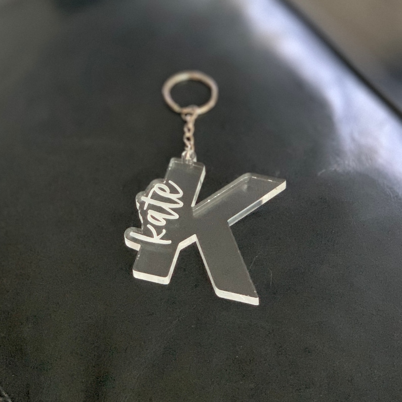 Clear Acrylic Custom Name Initial Keychain - Etsy