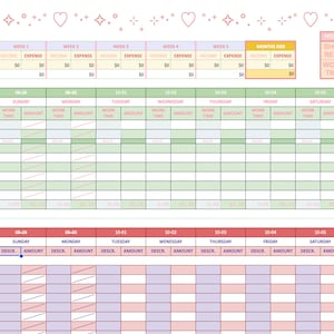 Tattoo Artist Bookkeeping Template | Cute Kawaii Google Sheet (digital ...