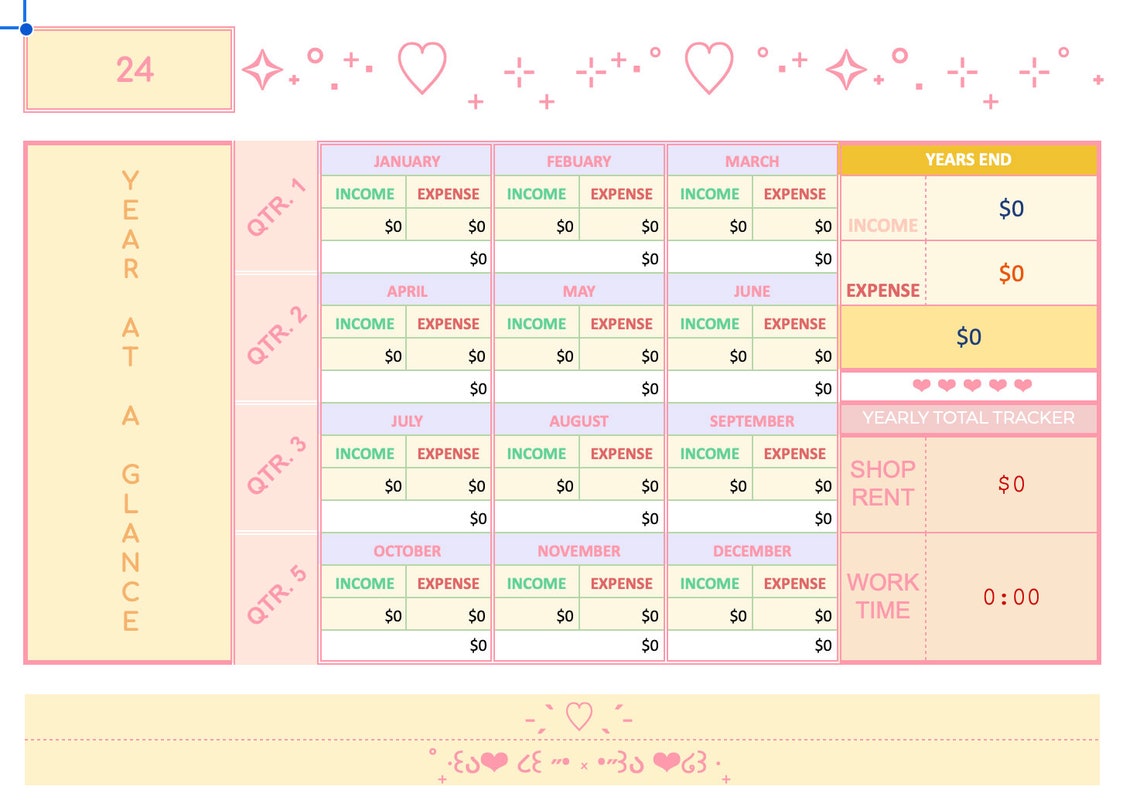 Cute Tattoo Artist Bookkeeping Google Sheet Template - Etsy