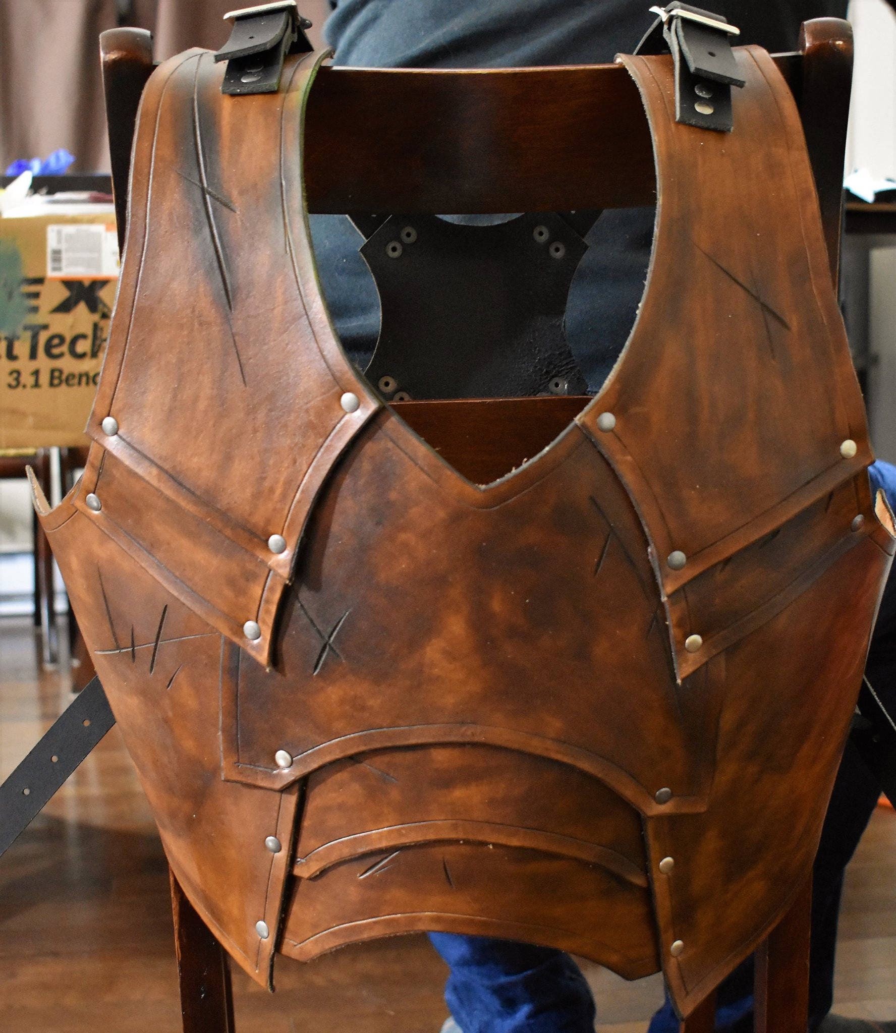 3mm Veg Tan Leather Front Chest Piece With Back Harness | Etsy