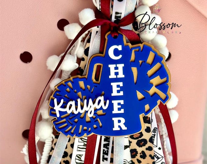 Cheerleading Ribbon Bag Tassel, Cheer Mom, Sports Keychain, Bag Charm ...