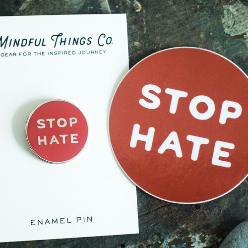 Stop Hate Enamel Pin and Sticker Set Feminism Pin Resist - Etsy