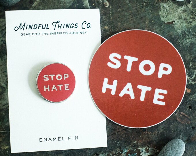 Stop Hate Enamel Pin and Sticker Set Feminism Pin Resist | Etsy