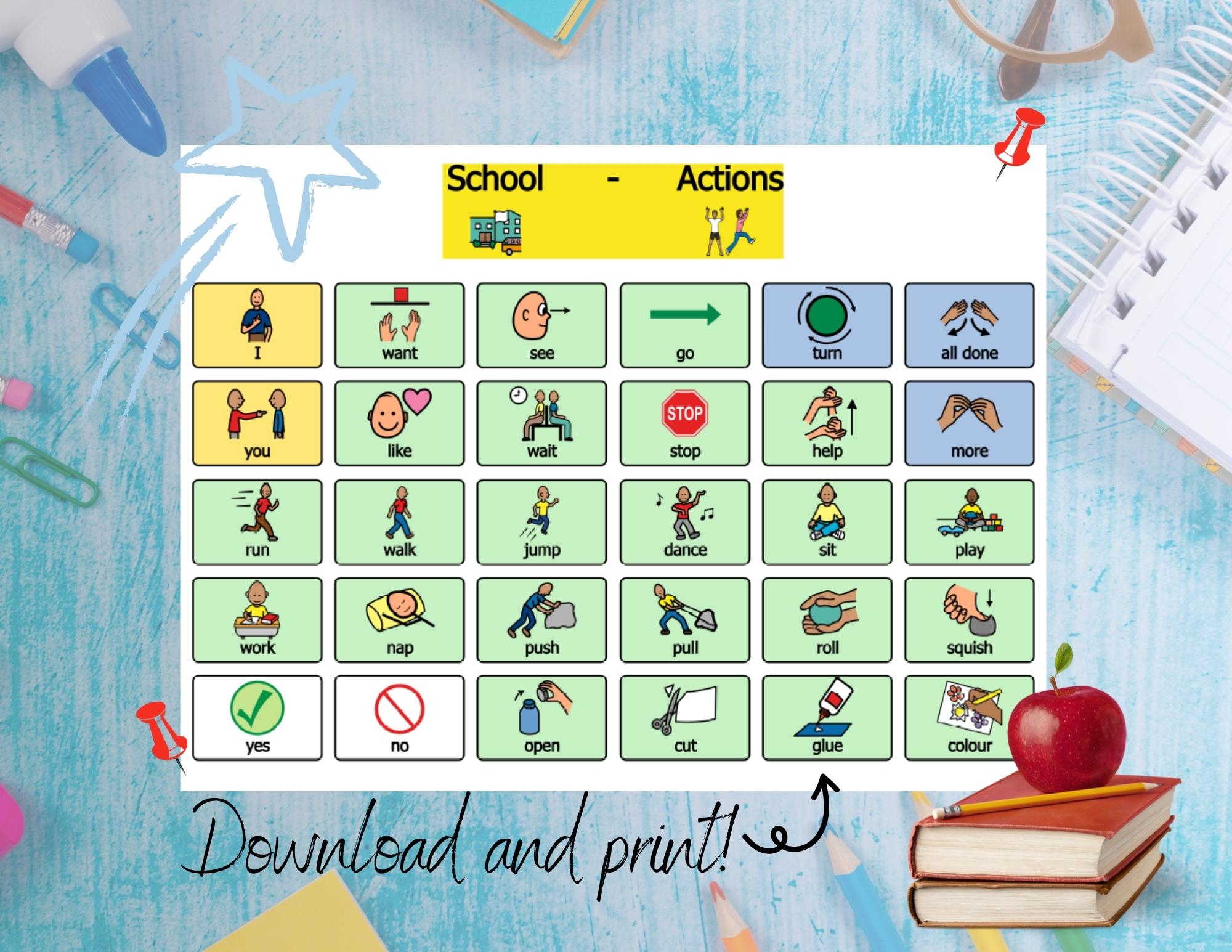 Autism Communication Board: Visual Aid for School (PDF Printable, All 8 ...
