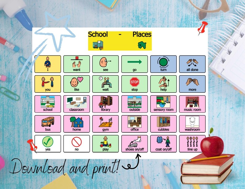 Autism Communication Board: Visual Aid for School (PDF Printable, All 8 ...