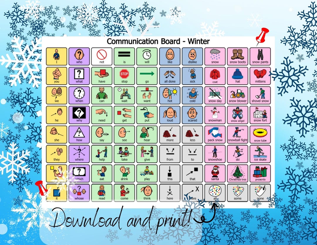 Autism Communication Board: Winter Theme Visual Aid (PDF Printable ...